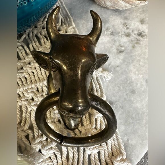 Accents | Antique Solid Brassbull Barn Hanger Perhaps For Leather Tools ...